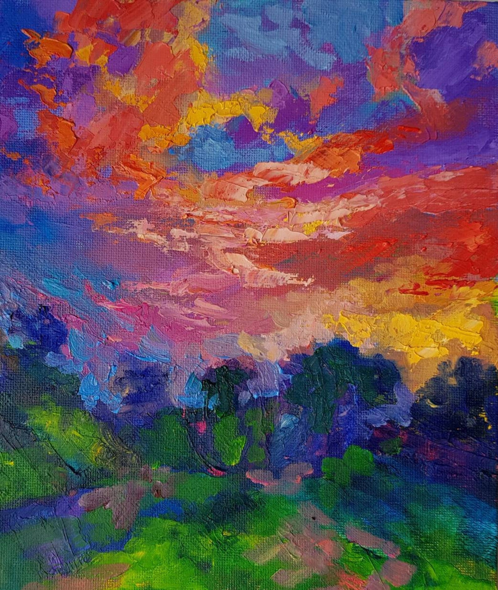 Sunset Forest Painting Forest Pool Sunset. Yet Another Attempt To